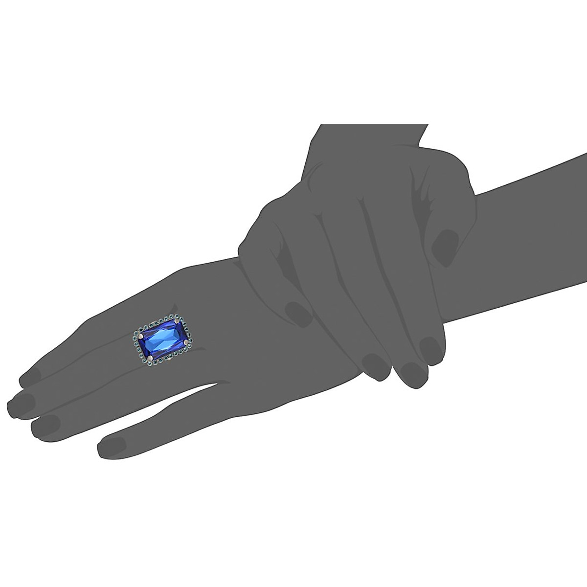 Sorrelli Crystal Cocktail Adjustable Ring, Antique Silver-Tone Finish, Ultramarine