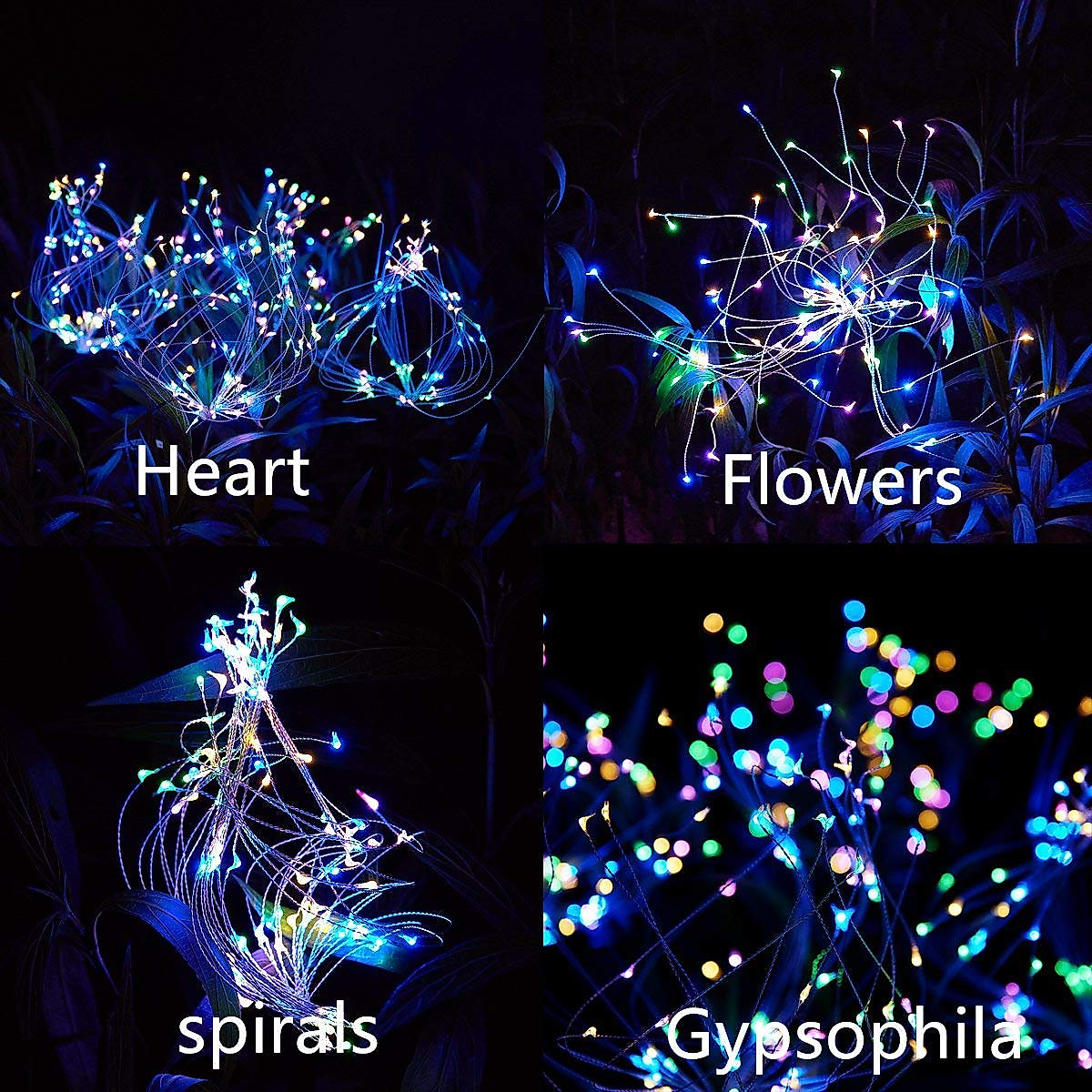 Honche Solar Garden Lights, 2 Pack Decorative Solar Outdoor Lights Waterproof IP65 8 Lighting Modes Firework Lights for Garden Patio Counrtyards Pathway Part