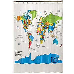 SKL Home by Saturday Knight Ltd. World Map Shower Curtain 70x72 inches Multicolored