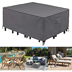 Petgrow Outdoor Cover Patio Furniture Set Covers Waterproof Rectangular Sectional Sofa Set Covers Outdoor Table and Chair Set Covers Water Resistant-74 Inch L x 47 Inch W x 27.5 Inch H