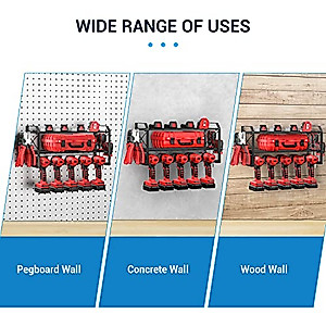 Keten Power Tool Organizer, Wall Mount Cordless Drill Holder, Thicken Tool Shelf & Tool Rack for Drill, Spanner, Screwdriver, Metal Tool, Suitable for Pegboard