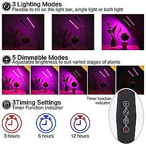 Flysight Grow Lights for Indoor Plants-Plant Lights for Indoor Plants Indoor Plant Grow Light Clip On, 50W 96 LED UV Plant Light Desk Grow Light Lamps with Timer for House Plants,Succulents,Bonsai