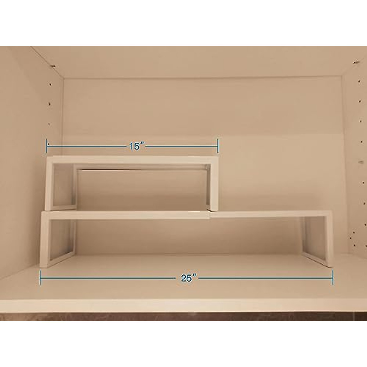 MACCANN&ESSIN Expandable in Cabinet Shelf Rack Organizer Stackable Kitchen Counter Storage Shelf Rack Sink Shelf Riser Countertop Storage White