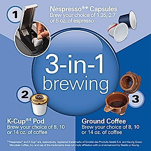 Hamilton Beach FlexBrew Trio 2-Way Coffee Maker, Compatible with K-Cup Pods or Grounds, Combo, Single Serve & Espresso Machine with 19 Bar Pump, 56 oz. Removable Reservoir, Black