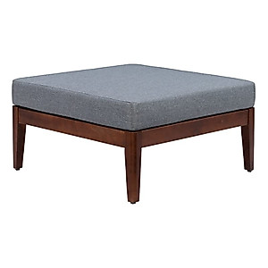 Linon Morningside Wood Indoor/Outdoor Ottoman in Walnut