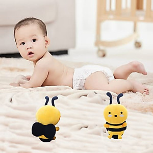 AUCOOMA Stuffed Bee Animal Plush, Cute Honeybee Plushie Toy for Kids, Girls, Doll 7.8"