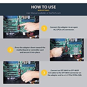 StarTech.com U.2 to M.2 Adapter - for 1 x U.2 PCIe NVMe SSD - M.2 PCIe x4 Host Interface - U.2 SSD - M.2 PCIe Adapter - U.2 Drive , TAA (M2E4SFF8643)