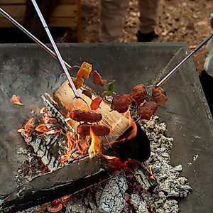 RAOMEIDE 32" Heavy Duty Marshmallow Roasting Sticks, Smores Sticks for Fire Pit Long, Hot Dog Sticks for Campfire, Smores Skewers for Marshmallows 2 Pack