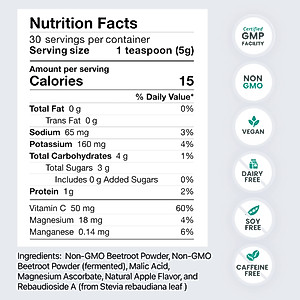 HumanN SuperBeets Beetroot Powder - Nitric Oxide Boost for Blood Pressure, Circulation & Heart Health Support - Non-GMO Superfood Supplement - Original Apple Flavor, 30 Servings