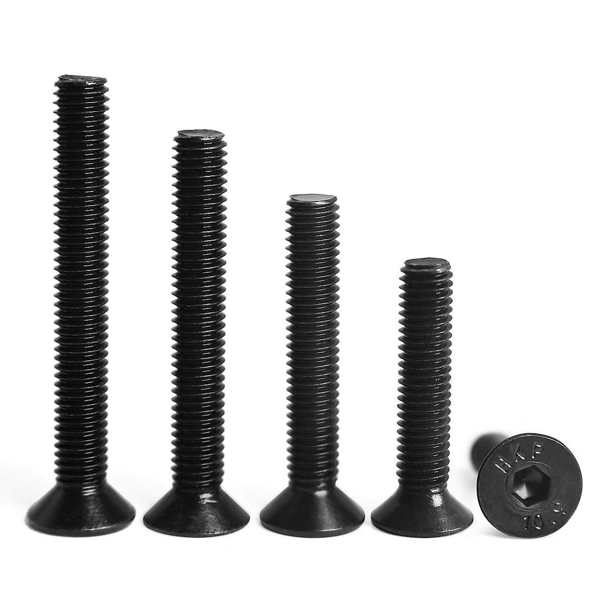 M5 x 20mm 25mm 30mm 35mm 40mm Flat Head Socket Cap Screws Countersunk Bolts, 10.9 Grade Alloy Steel, Black Oxide Finish, Fully Threaded, Metric Allen Hex Drive, Assortment Kit 50PCS