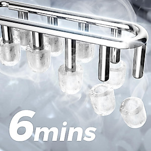 Crzoe Ice Makers Countertop,26Lbs/24H,9 Pcs/6 Mins,Portable Countertop Ice Maker Machine with Self-Cleaning,2 Sizes of Bullet Ice,Small Ice Maker with Handle for Home/Kitchen(Black)