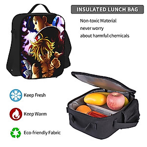 ORPJXIO Backpack 3 Piece Set The Seven Anime Deadly Sins Laptop Backpack Pencil Case Lunch Bag Combination For Travel Work Camping