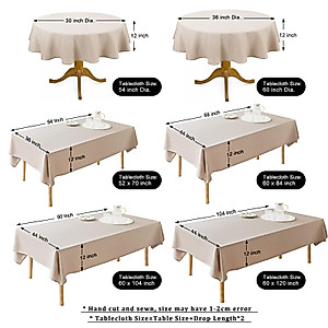 AUSSPVOCT Textured Linen 54 Inch Round Tablecloth Up to 36'' Tables, Waterproof Spill-Proof Fall Table Cloth Wrinkle Free Circle Dining Tablecover for Birthday Farmhouse Easter Holiday Party Decor