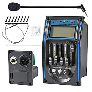 Acoustic Guitar Pickup,5 Band EQ Equalizer Guitar Preamp Piezo Pickup Tuner with Mic LCD Display
