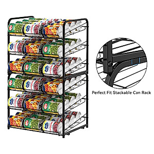 NORCEESAN Stackable Can Rack Dispenser 2 Pack Can Storage Rack Organizer Can Food Storage Rack Holds Up to 72 Cans for Kitchen Cabinet Countertops, Black