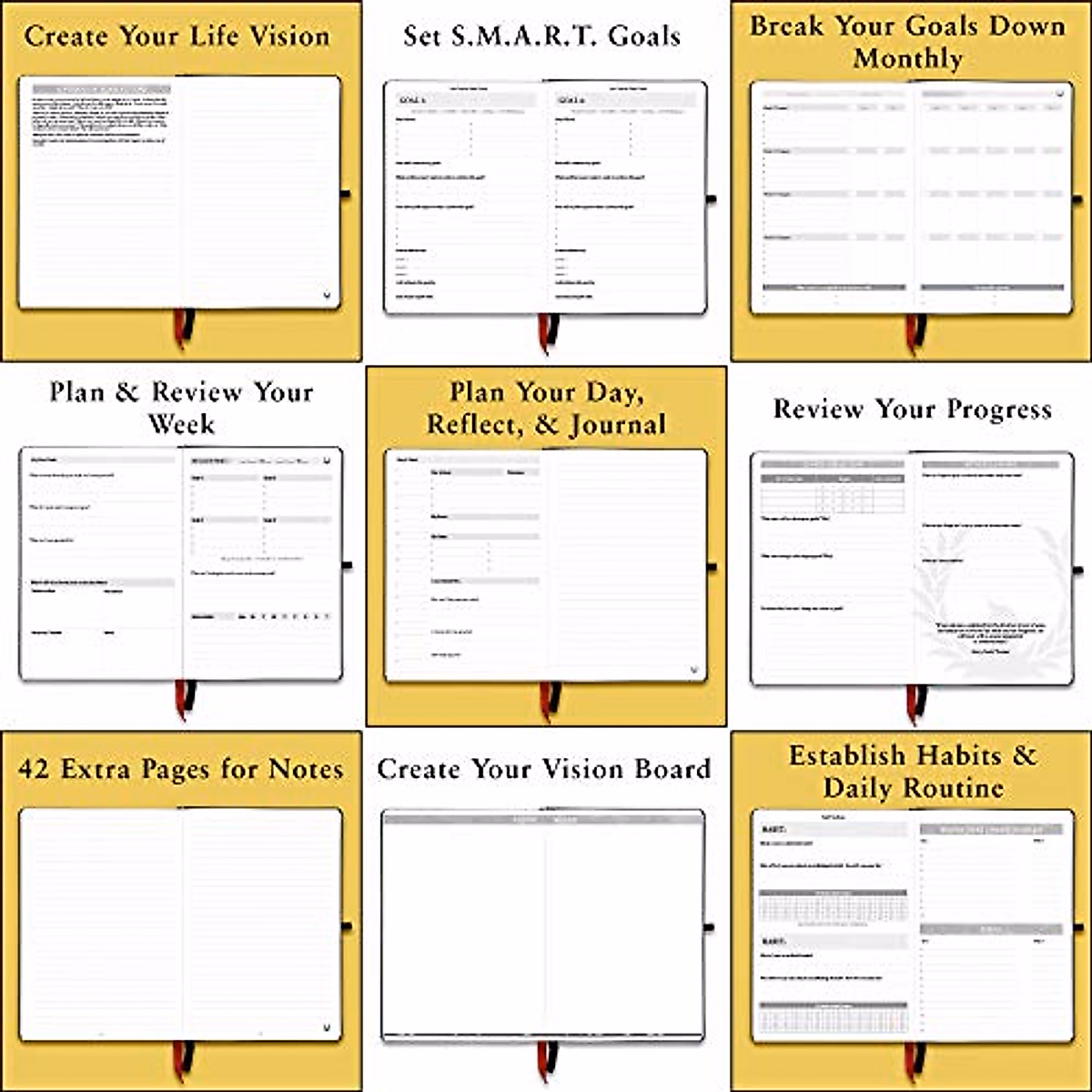 The Phoenix Journal - Best Daily Goal Planner, Organizer, & Calendar for Goal Setting, Gratitude, Happiness, & Productivity - Vision Board & Habit Tracking - 12 Weeks, Undated, Hardcover (Sapphire)