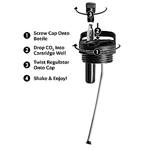 GrowlerWerks uKeg Twist Seltzer Maker & Dispenser – Portable Patented Carbonation System - Vacuum Insulation for Beverages – Includes Carry Handle- Soda Maker for Sparkling Water (Tungsten, 36 oz)