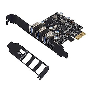 PCI-E to USB 3.0 4 Ports(1 X USB-C - 3 X USB-A) Expansion Card, PCI Express USB Add in Expansion Card, Internal USB3 Hub for Desktop PC Host Card Support Windows 10/8/7/XP and MAC OS 10.8.2 Above