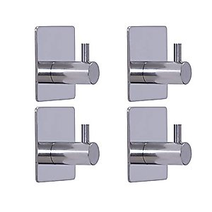 3m Hooks Adhesive Hook Heavy Duty Wall Hook Waterproof Stainless Steel Hook, Suitable for Hanging Coat, hat, Towel Robe Hook Wall Hanging - 4 Pieces for Bathroom and Bedroom