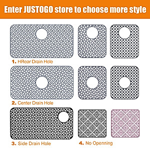 JUSTOGO Silicone Sink Mat, Black Sink Protectors for Kitchen Sink Grid Accessory, 1 PCS Non-slip Sink Mats for Bottom of Kitchen Farmhouse Stainless Steel Porcelain Sink Right & Left (28.2''x 14.2'')