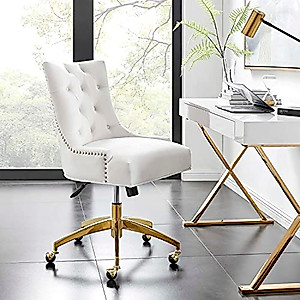 Modway Regent Tufted Performance Velvet Swivel Office Chair in Gold White