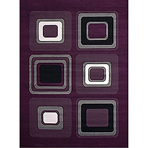 United Weavers of America, Dallas Collection, Area Rug, Indoor, Polypropylene, Jute Backing, Stain Resistant, Modern, Lilac, Geometric Pattern, Rectangular, 5'3" x 7'2"