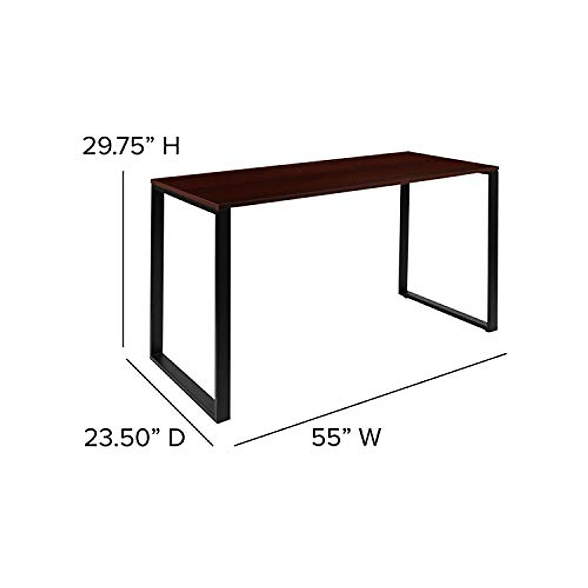 Flash Furniture Modern Commercial Grade Desk Industrial Style Computer Desk Sturdy Home Office Desk - 55" Length (Mahogany)