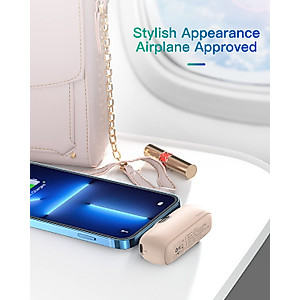 Kuulaa Small Portable Charger iPhone with Built-in Lightning Cable & Mini USB C Power Bank Fast Chargingfor Samsung