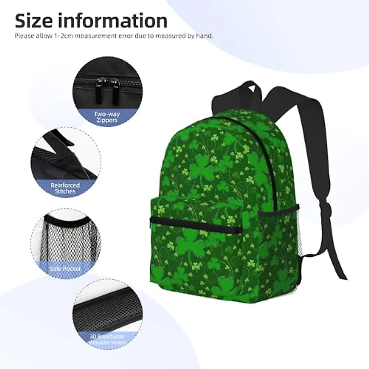 ENVEED Background St Patrick'S Day Glitter Ultra-Light,Comfortable,And Portable Casual Backpack For Camping,Hiking,And Daily Use
