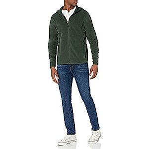 Amazon Essentials Men's Long-Sleeve Hooded Full-Zip Polar Fleece Jacket, Forest Green, Medium