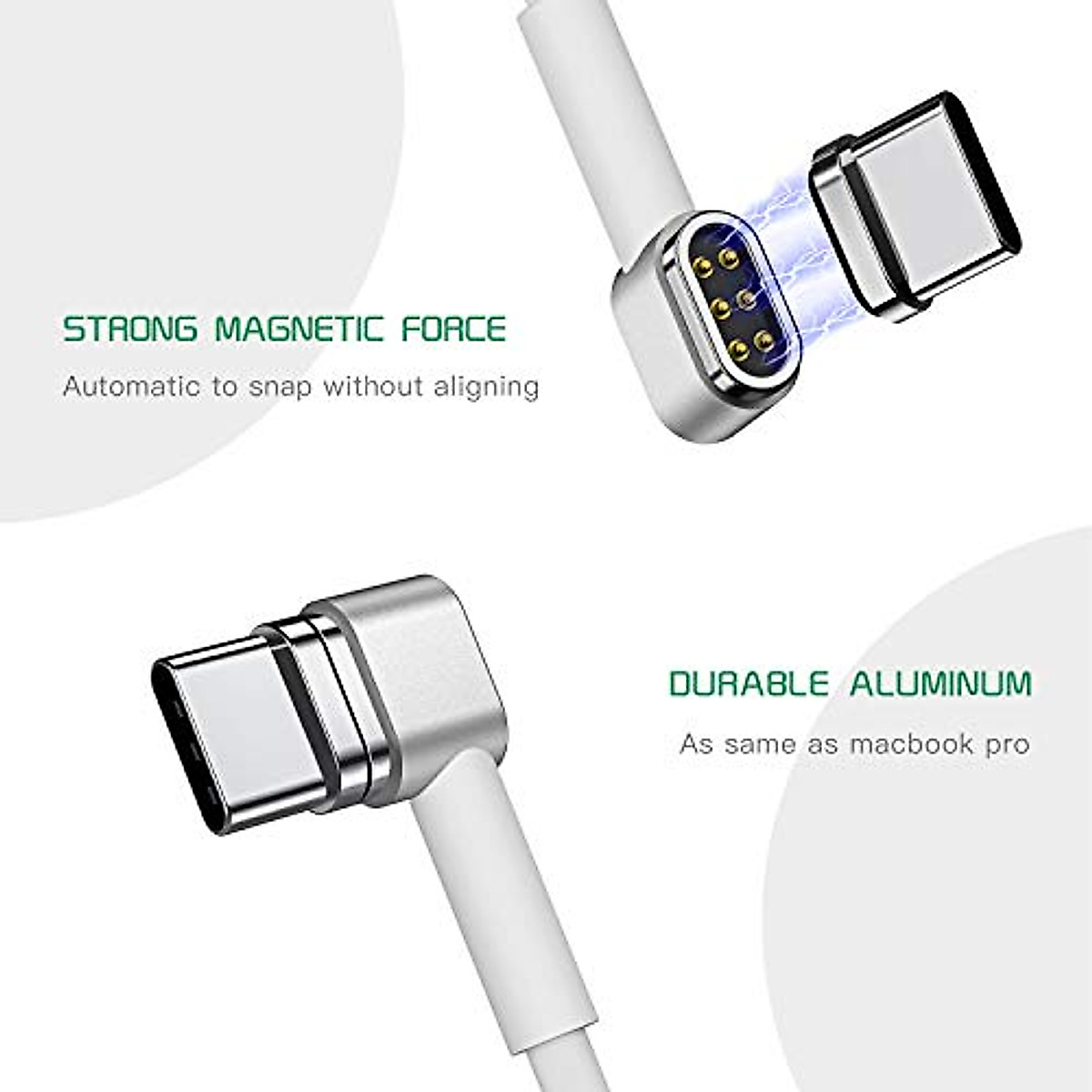 Elecjet Magnetic USB C to C Charging Cable for MacBook Pro Air, iPad Pro, 87W PD Fast Charger for Samsung Galaxy S23 S22 S21 S20 Ultra, Google Pixel 7 6 Pro, Moto G, Dell XPS, Type C Devices, 6.6ft