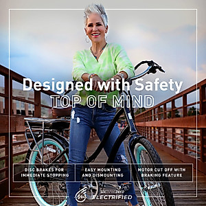 sixthreezero EVRYjourney Women's Electric Bike, 7-Speed Step Through Beach Cruiser eBike Bicycle, 500 Watt Motor, 26 Inch Wheels, Camel Mauve