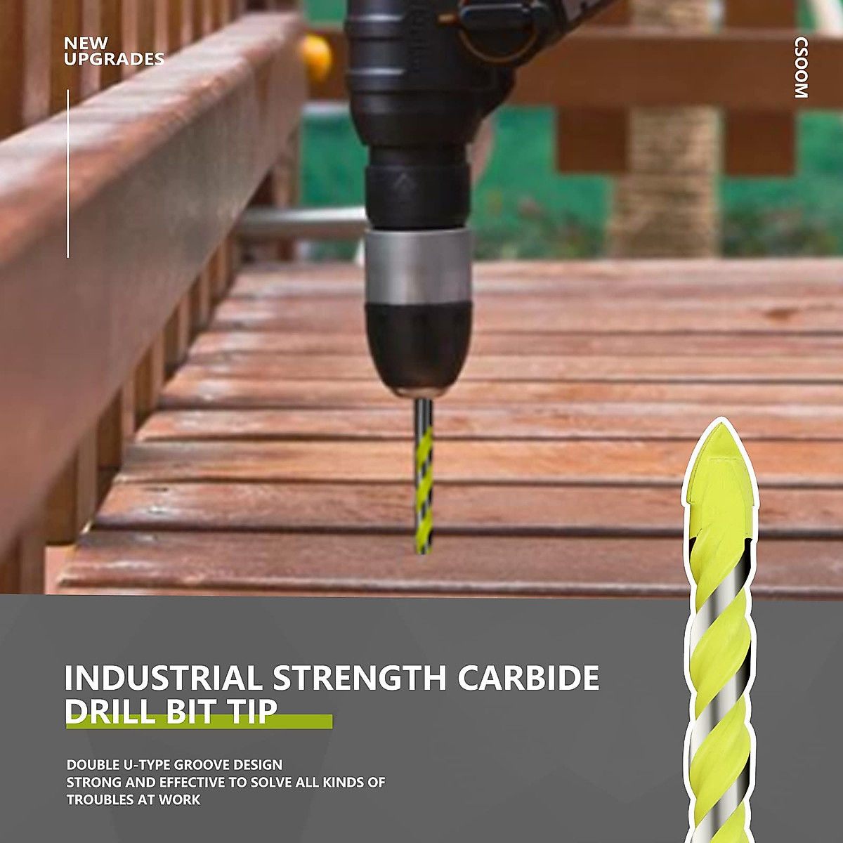 Masonry Drill Bit Set & Concrete Drill Bit 11Piece,Chrome Plated with Industrial Strength Carbide Tip,for Tile,Glass.Brick,Wall,Acrylic,Plastic,Wood,Aluminum Alloy,Thin Iron Plate,Concrete by CSOOM