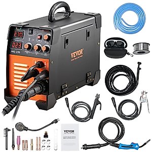 VEVOR MIG Welder, 3 in 1 270 Amp Welding Machine, 110 220V MIG TIG Arc Welder, Portable TIG Welder Lift ARC Welder with IGBT DC Inverter, LCD Digital Display, Welder Torch and Welding Wire