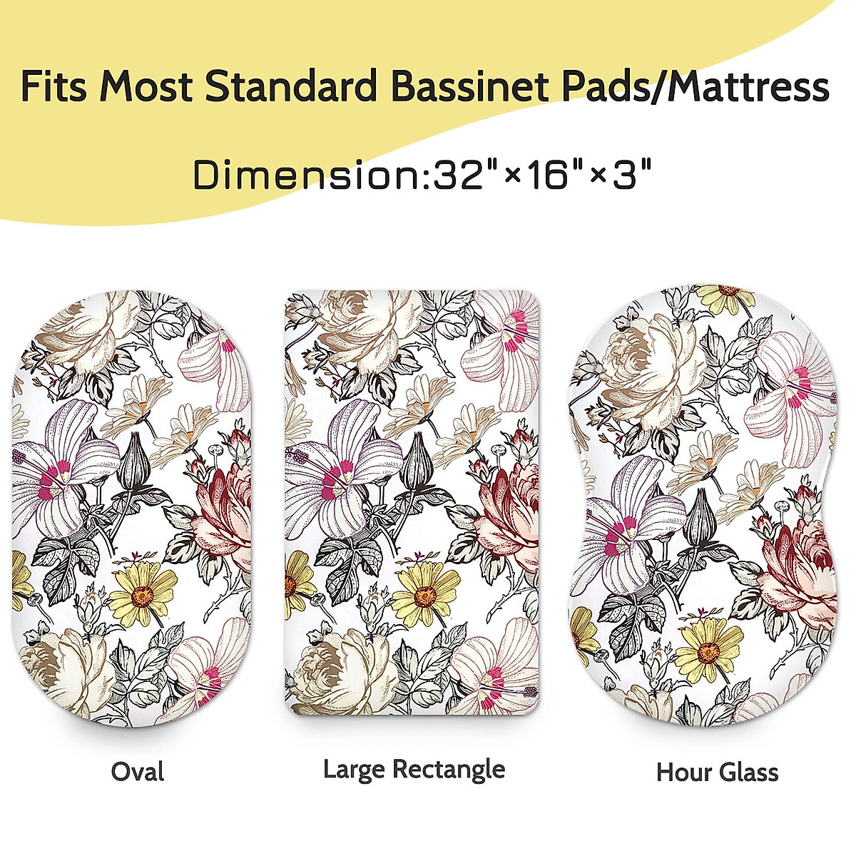 Boho Bassinet Sheet,Crib Sheet Jersey Cotton,Floral Nursing Pillow Cover, Breastfeeding Pillow Slipcover for Baby Girl