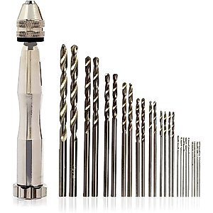 Mini Steel Hand Drill and Bits Set for DIY Jewelry, Crafts (26 Pieces)