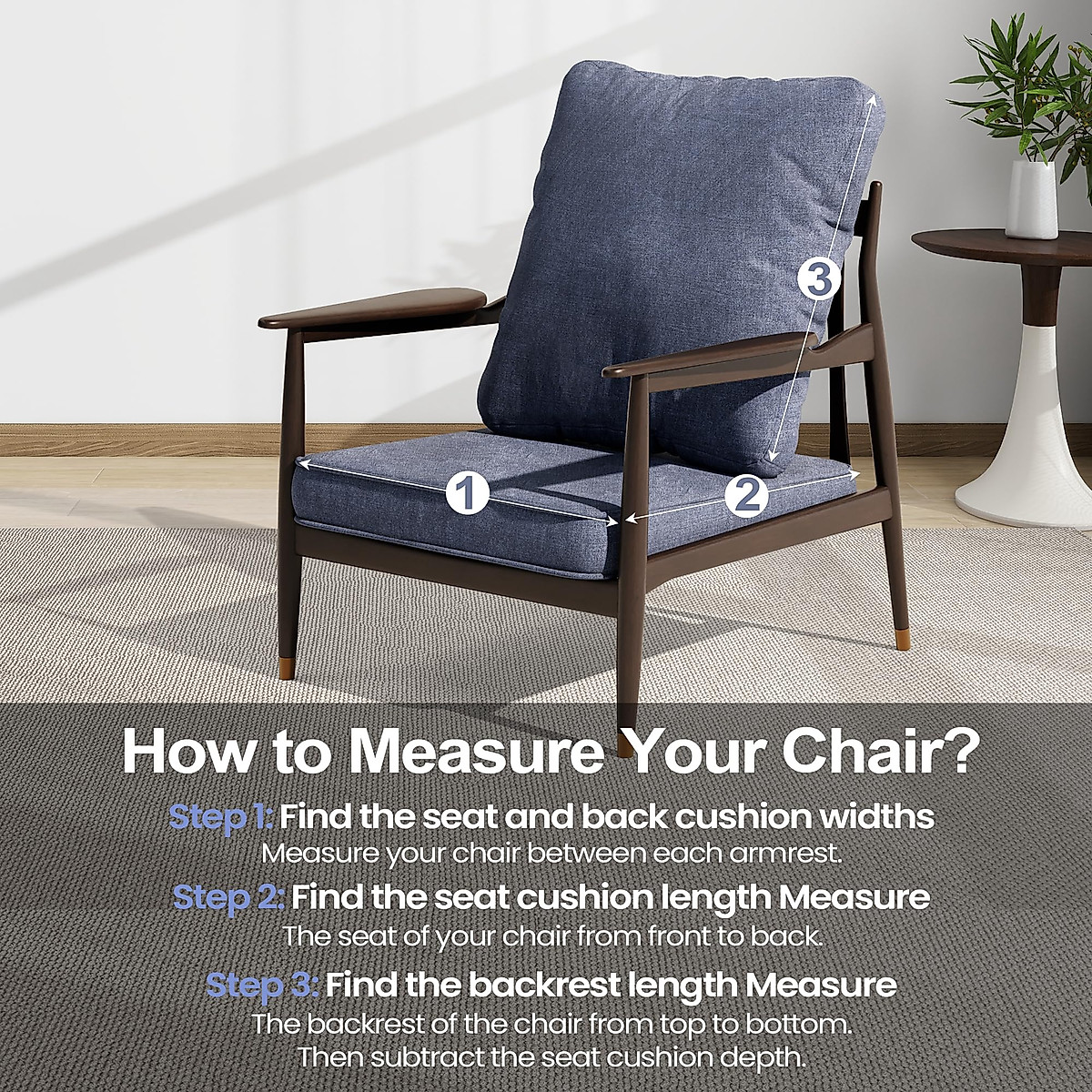 PATIOHIT Outdoor Chair Cushions Waterproof Indoor Furniture Seat Cushions Patio Cushions for Sofa Couch Outdoor Furniture with Removable Cover Deep Seat & Back Cushion (22 x 21 Inch, Sky)