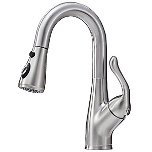 SOOSWEET Single Hole Bathroom Faucet with 3 Function Pull-out Sprayer, Brushed Nickel