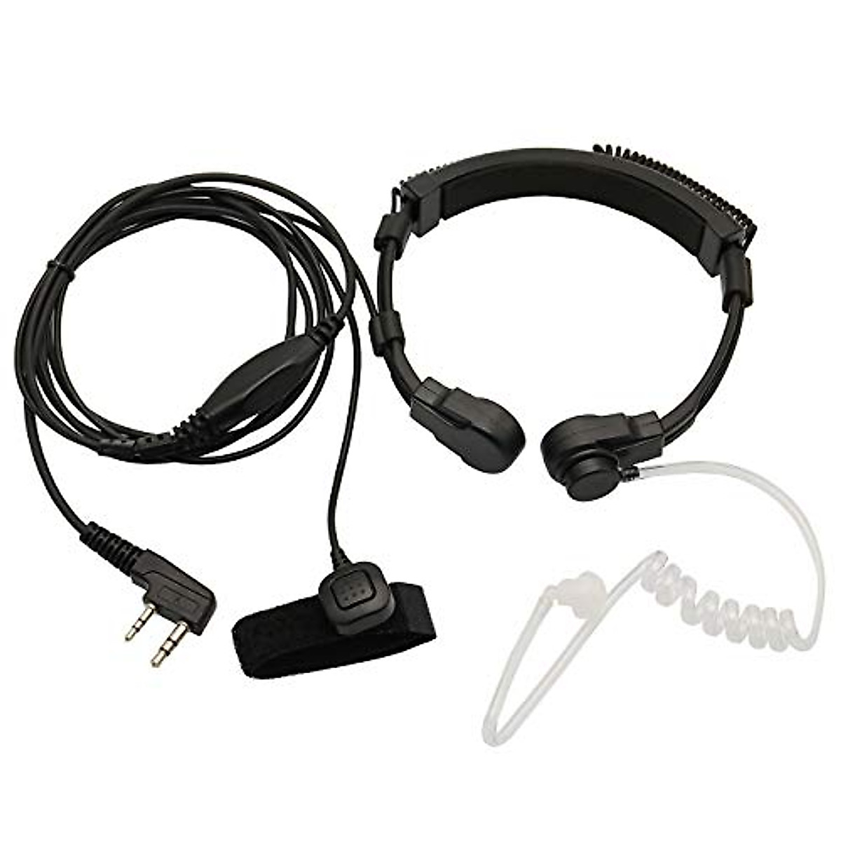 Flexible Throat Mic Microphone Covert Acoustic Tube Tactical Walkie Talkies Earpiece Headset with Finger PTT is Compatible with Retevis H-777 Baofeng Uv-5r 666s 777s 888s Kenwood Pro-Talk XLS 2pin
