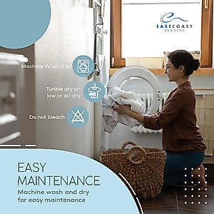 East Coast Queen Size Fitted Mattress Pad Protector - Breathable Quilted Soft Cotton Mattress Pad Cover Bedding Topper Protection, Moisture Resistant, 300 Thread Ct 18 Inch Deep Machine Washable