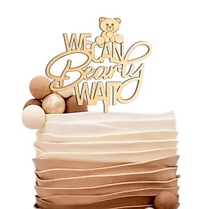 ZAIBIANHAO We Can Bearly Wait Cake Topper,Bear Cake Decorations, We Can Bearly Wait Wooden Cake Topper for Baby Shower Party Supplies,Gender Reveal Party Supplies (Bearly Cake Topper)