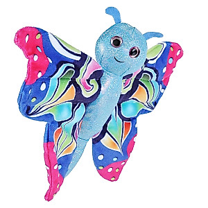 Wild Republic Huggers Butterfly Blue Plush Toy, Slap Bracelet, Stuffed Animal, Kids Toys, 8"
