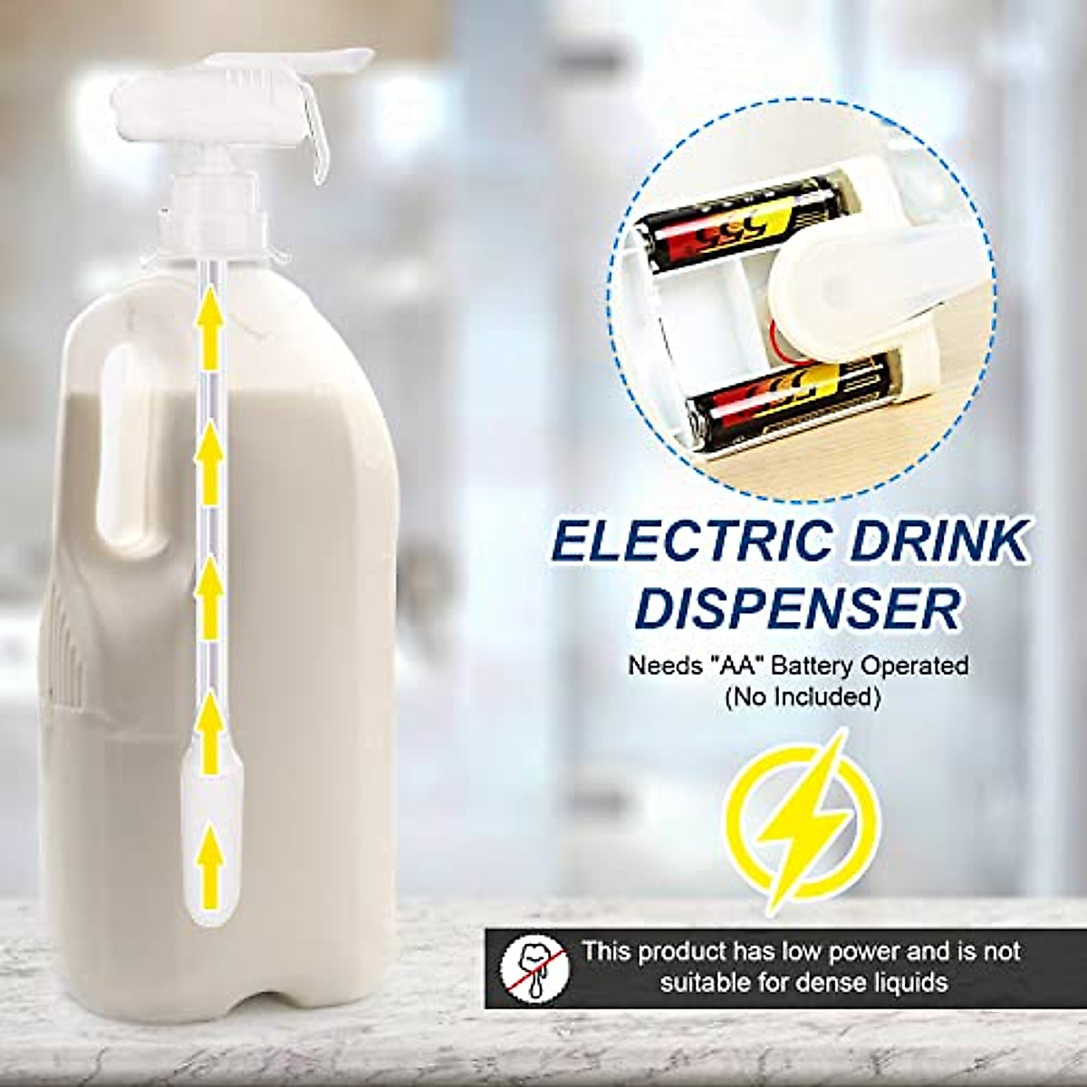 2 Pack Electric Drink Dispenser, Drink Despenseror For Fridge, Milk Gallon Pump Dispenser, Kids Drink Tap Dispenser, Drink Dispenser For Milk, Milk Despenseror Gallon For Home Kitchen, Outdoor, Party