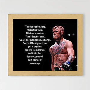 Conor McGregor Quotes Wall Art-"No Talent Here-This Is An Obsession"-10x8" UFC Fighter Poster Print-Ready to Frame. Motivational Decor for Home-Office-School-Cave-Gym. Great Gift for MMA Fans!