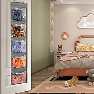 TEMUORG 2 Pcs Day of Week Clothing Organizer Monday to Friday School Clothes Organizer for Kids Weekly Hanging Closet Organizer (GREY)