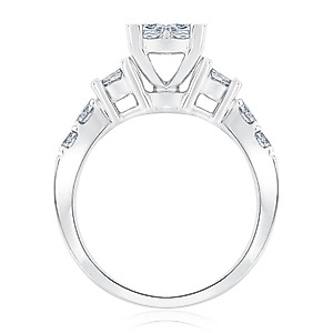 2ctw Princess Diamond Composite White Gold Engagement and Wedding Ring Bridal Set | Harmony Collection - Size 7