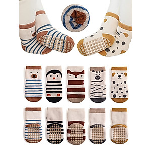 BEHELE Baby Non-skid Grip Socks Toddler Socks Warm Thick Anti Skid Slipper Crew Socks for Girls Boys Newborn Infant (as1, age, 1_year, 3_years, Type2, M)