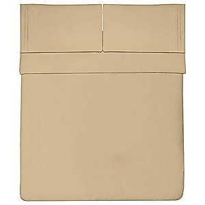 Queen Size Bed Sheets - Breathable Luxury Sheets with Full Elastic & Secure Corner Straps Built In - 1800 Supreme Collection Extra Soft Deep Pocket Bedding Set, Sheet Set, Queen, Camel