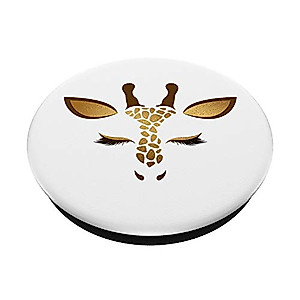 Happy Smile Giraffe Face Brown White on Black PAAR039 PopSockets PopGrip: Swappable Grip for Phones & Tablets