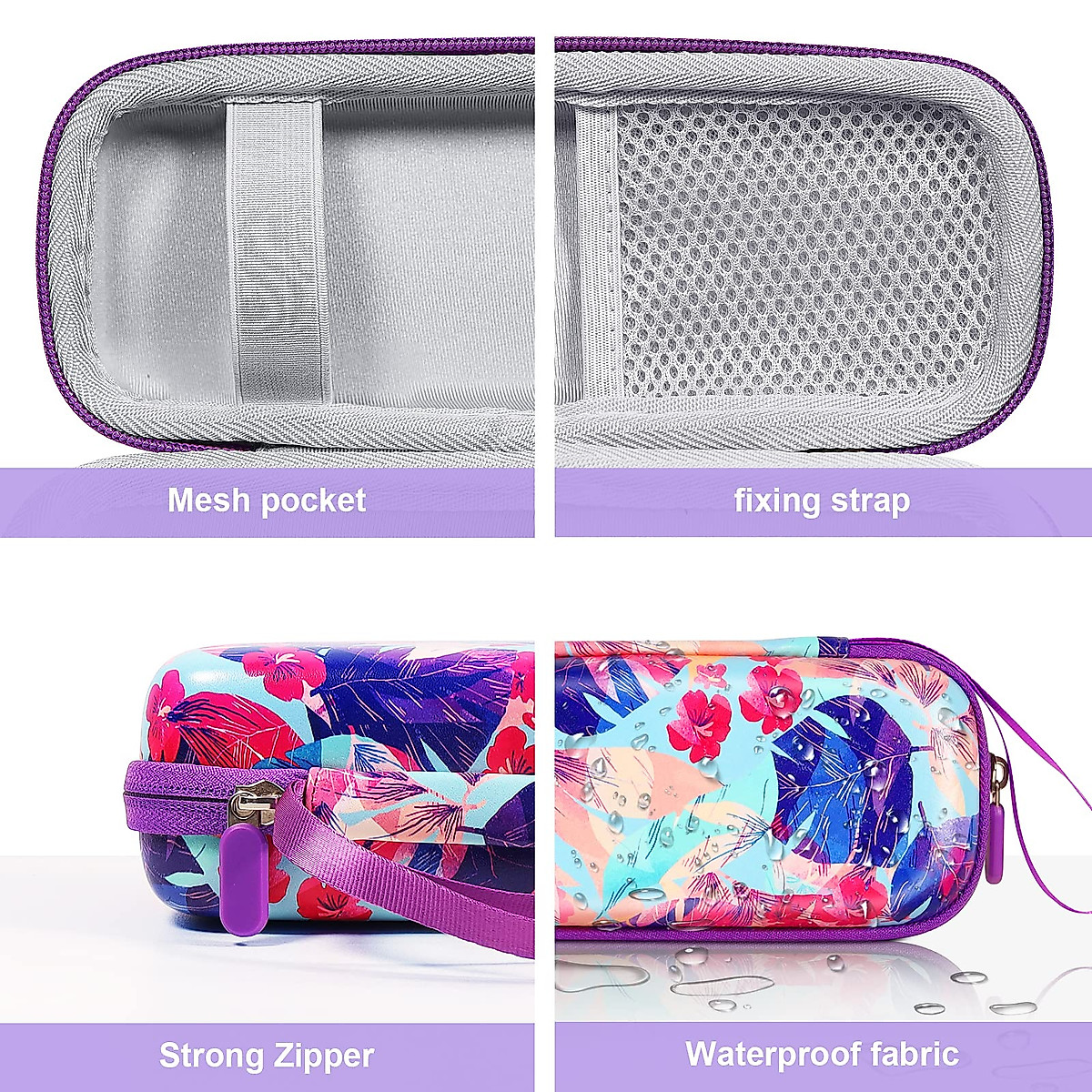ZORETCO Toothbrush Travel Case Compatible with Oral-B Pro 1000,1500,2000,3000,3500 Fits For Philips Sonicare Protectiveclean 4100,5100,6100,6500 Electric Toothbrush Travel Bag (Purple)